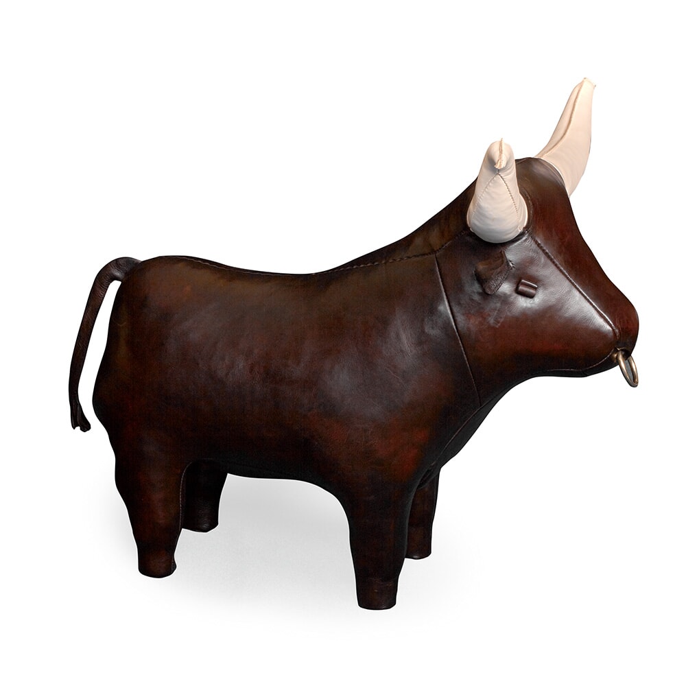 Leather bull footstool store
